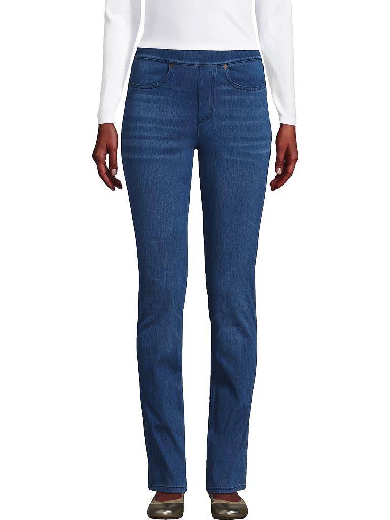 LANDS' END Starfish High Rise Knit Denim Straight Jeans